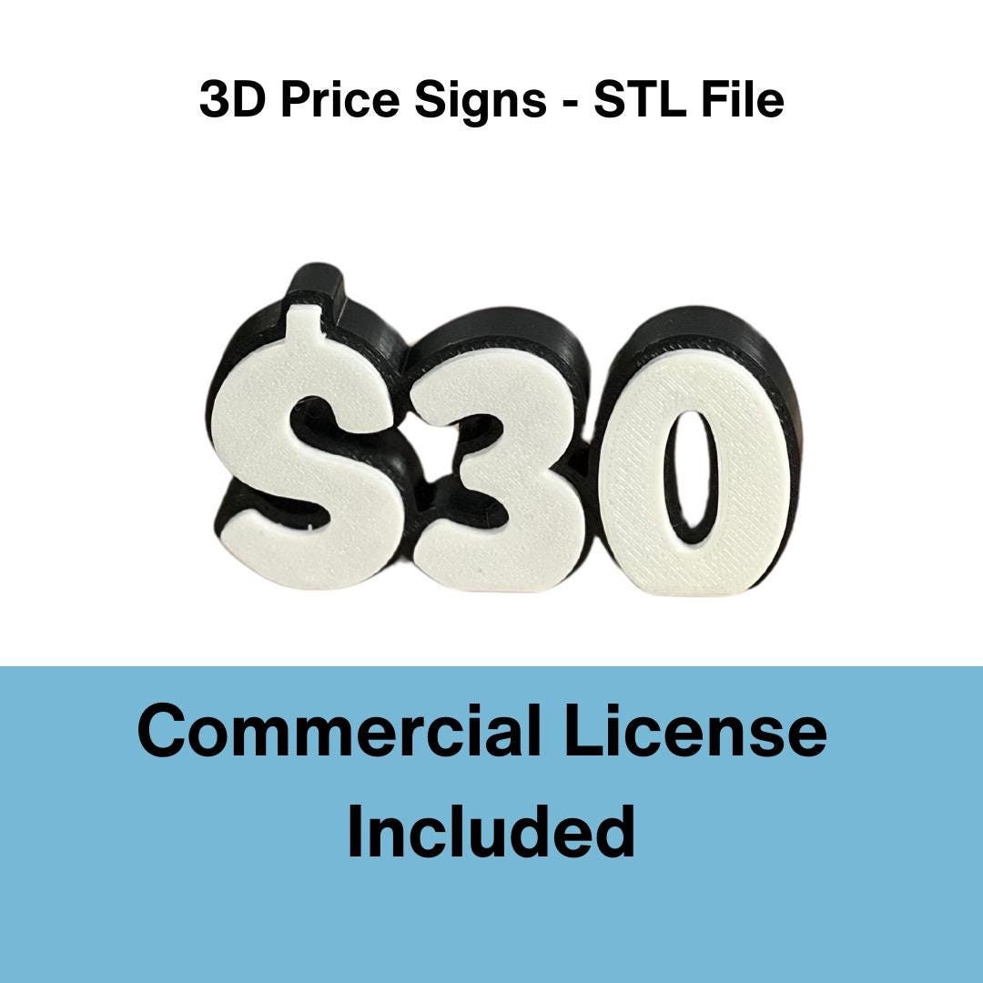 3D Price Sign - Digital STL File Download - Etsy