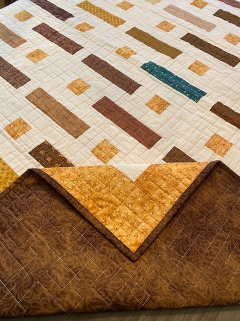 Handmade Matchstick Quilt With Geometric Quilt Pattern - FREE SHIPPING ...