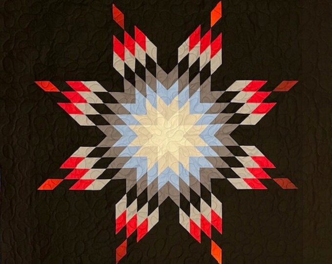 Handmade Native American Red, Black, Blue, Gray & White Lakota Star ...