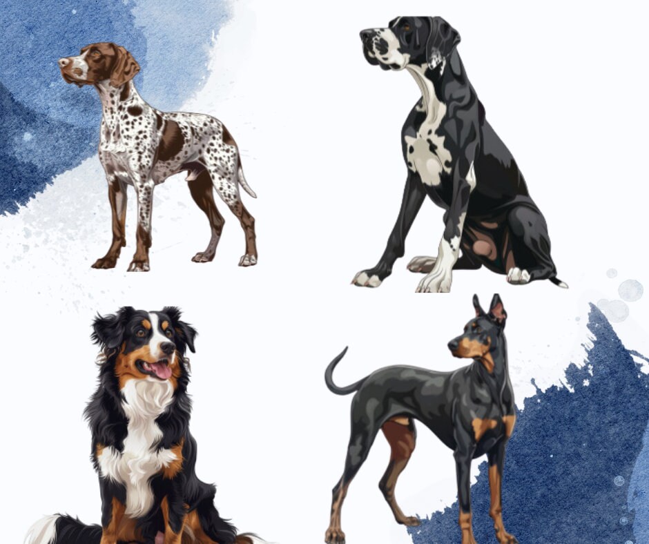 Watercolor Dog Clip Art Collection: 80 Pngs, 20 Breeds With 4 ...