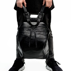 Black Leather backpack women Big Leather Backpack Mens | Etsy