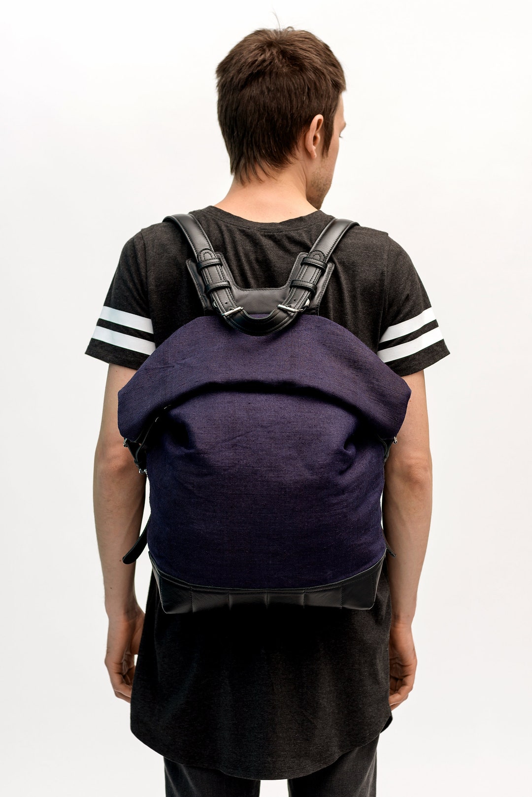 Canvas Convertible Backpack, Leather Canvas Rucksack, Travel Backpack ...