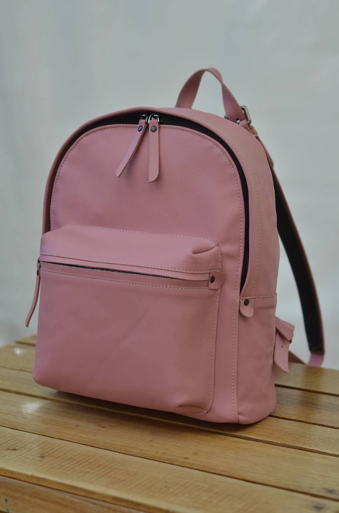 Women's Leather Backpack, Small Pink Backpack, Handmade Leather ...
