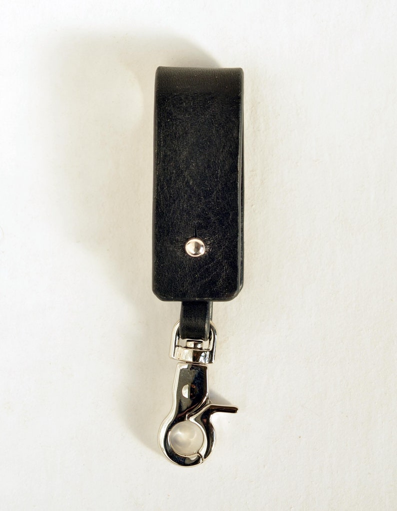 Belt Loop Keychain, Black Leather Key Fob With Swivel Clip, Belt Holder ...