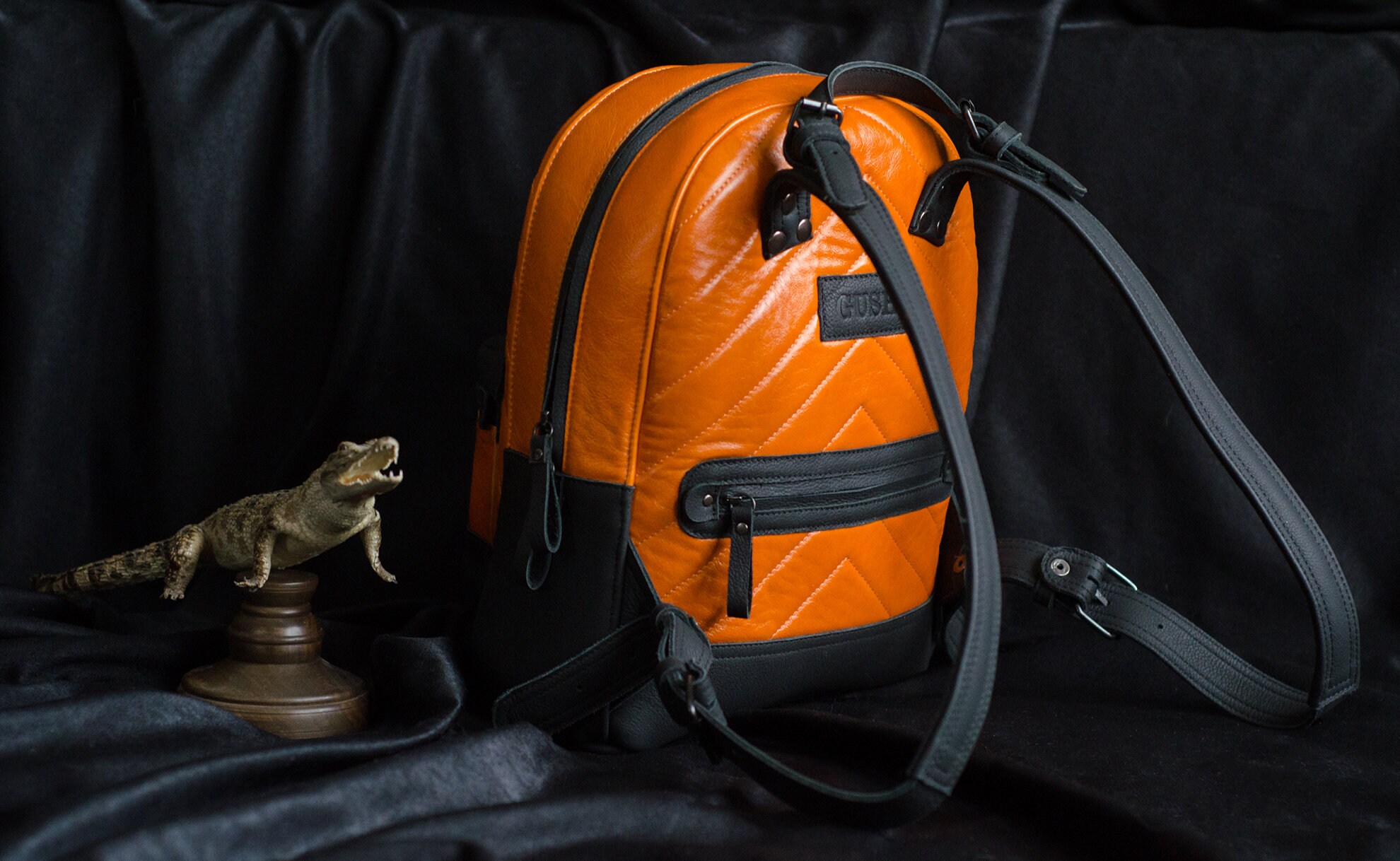 Leather Backpack Womens, Orange Leather Rucksack, Laptop Minimalist ...