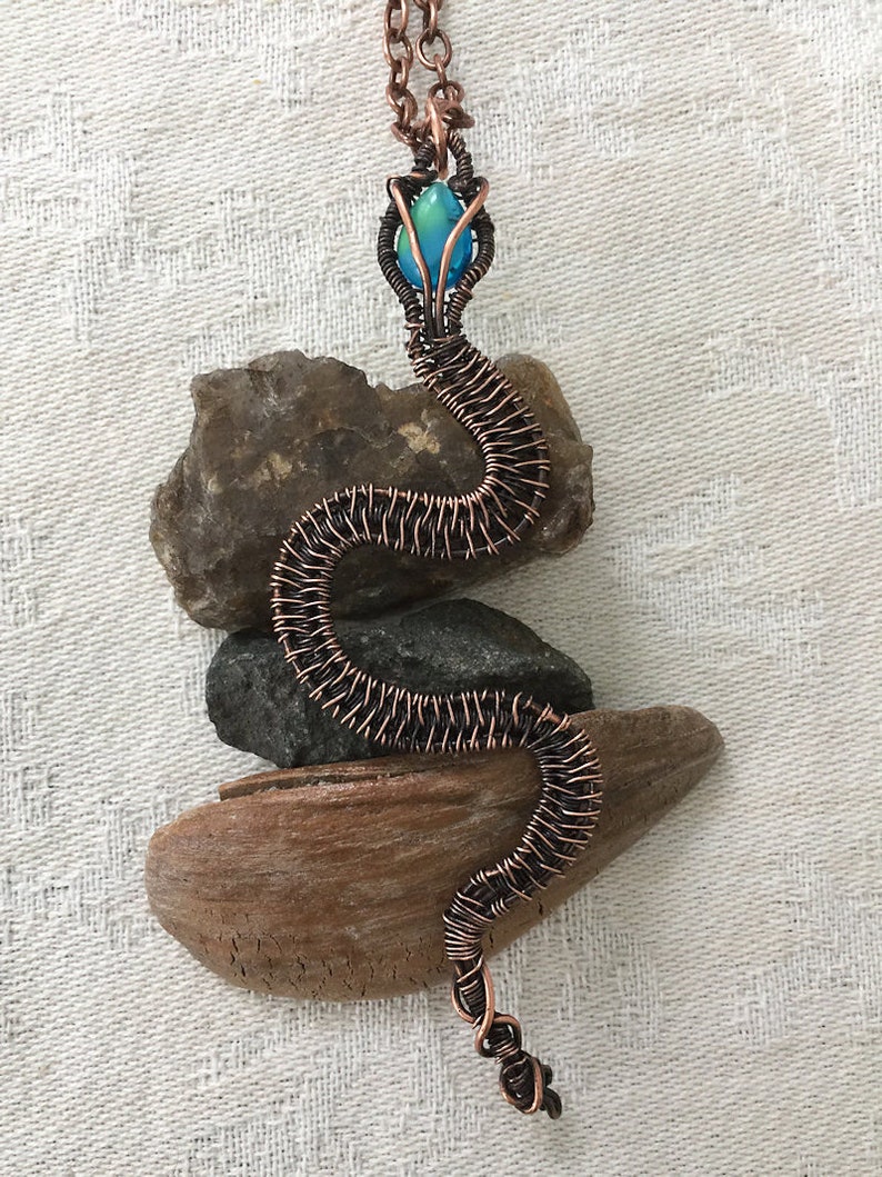 Copper Wire Weave Snake Necklace -- Snake Necklace -- Wire Work ...