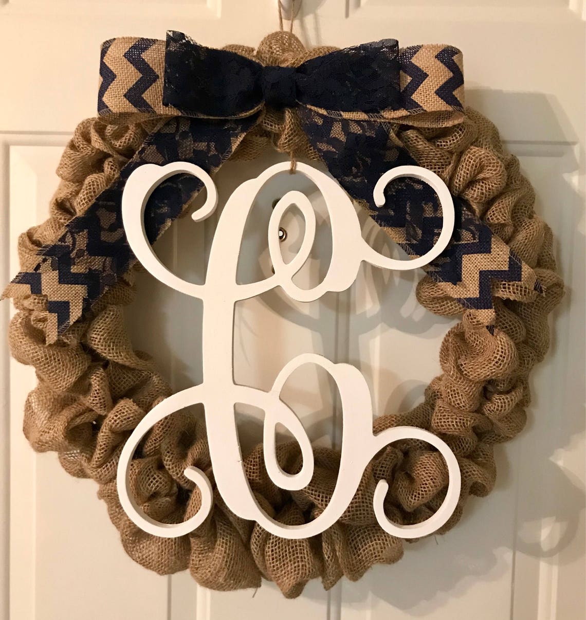 Burlap Monogram Wreath Front Door Wreath Initial Wreath Fall Burlap ...