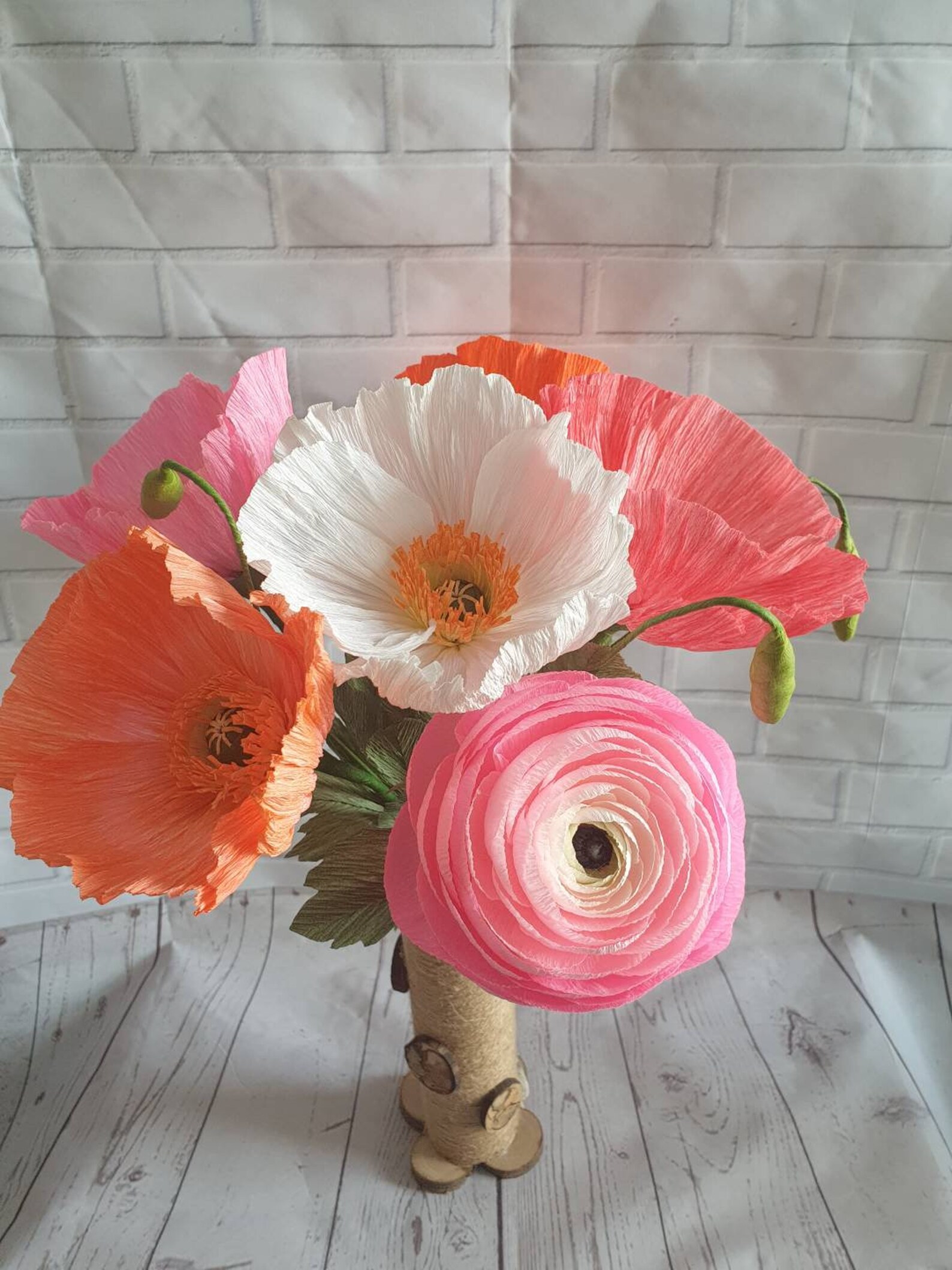 Poppies Iceland Poppiesbridal Bouquet wedding Buquet Crepe - Etsy