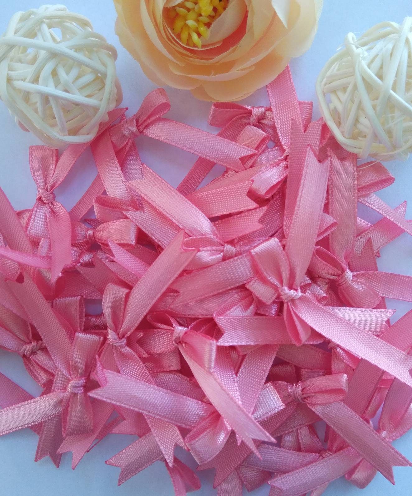 Pretied Ribbon Bow50/100/150/200 Pink Satin Ribbon Bows - Etsy