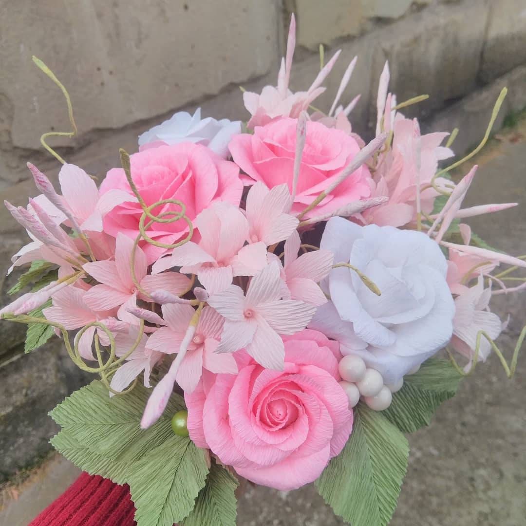 Wedding Bouquet Crepe Paper Flower Flowers