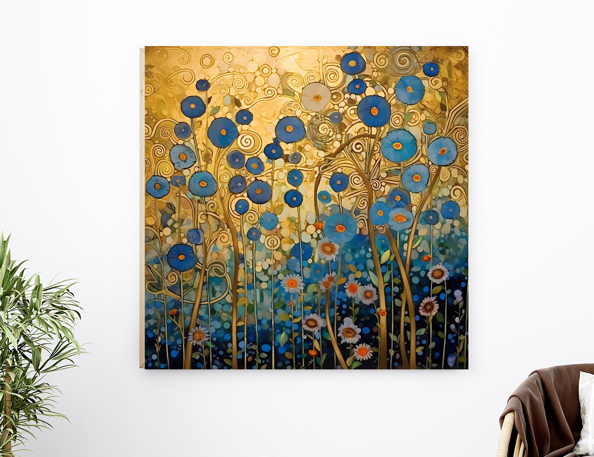 Floral Study in Gold Gustav Klimt Inspired Art Print on Canvas Gallery ...