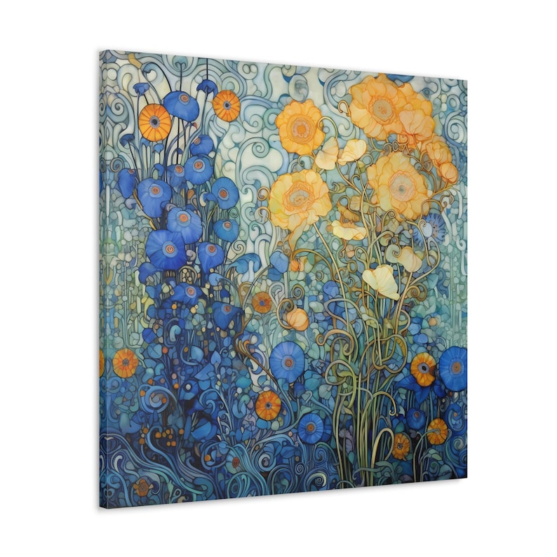 Gustav Klimt Floral Study in Gold Art Print on Canvas Gallery Wrap ...