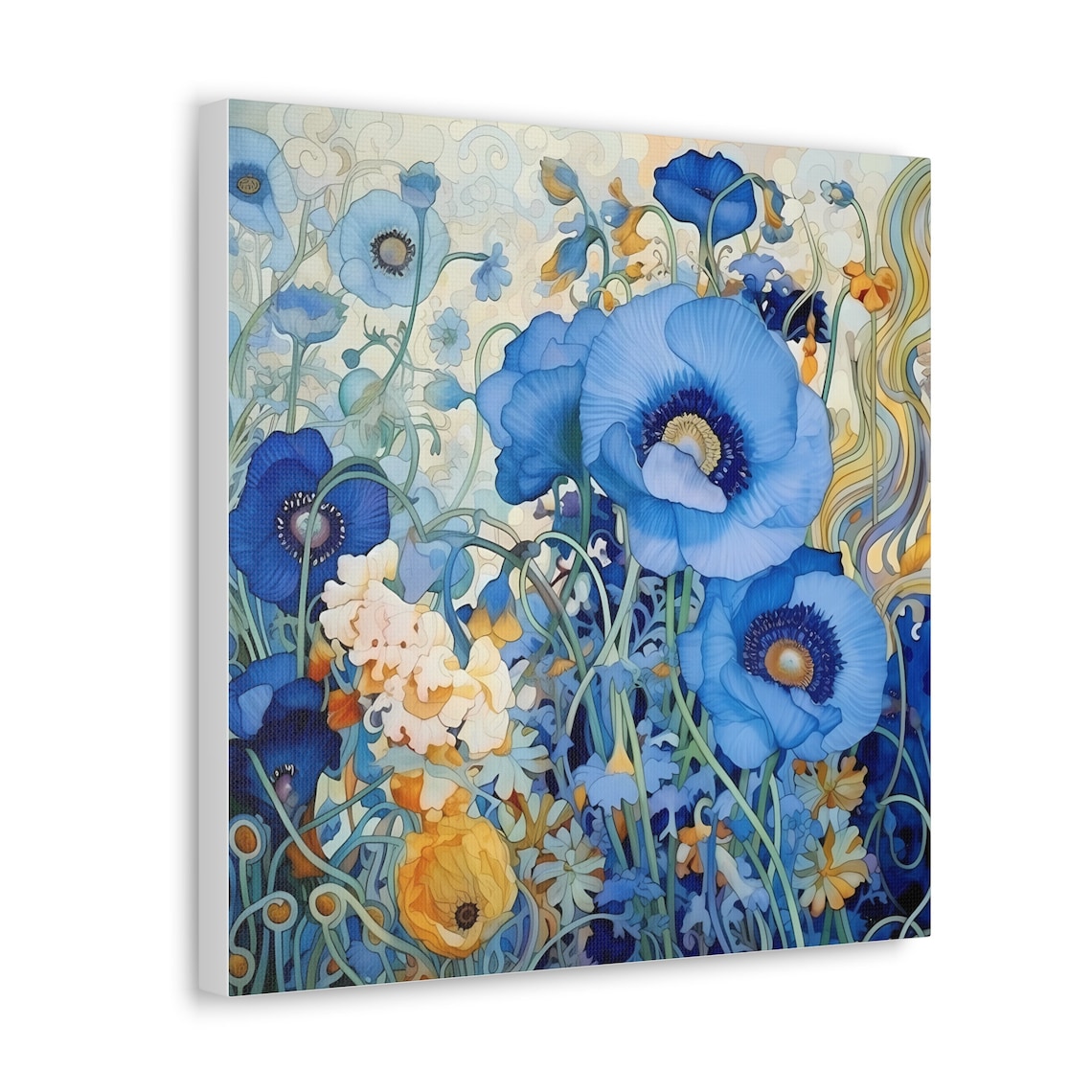 Floral Study in Blue and Gold Gustav Klimt Inspired Art Print #3 Canvas ...