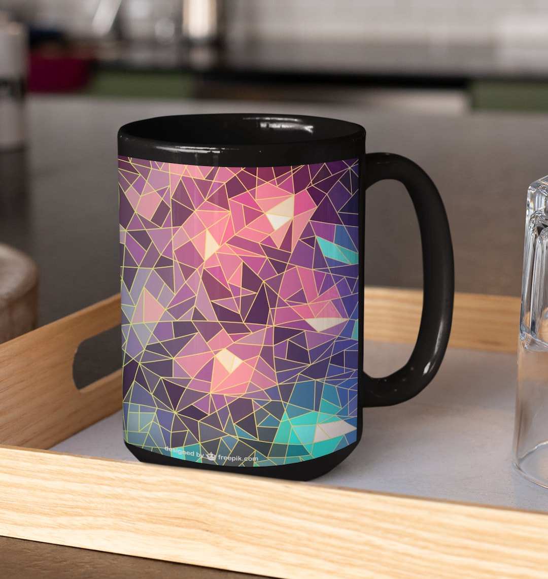 Stained Glass Look Mug 15 Oz Black Ceramic, Sophisticated, Gift for Mom ...