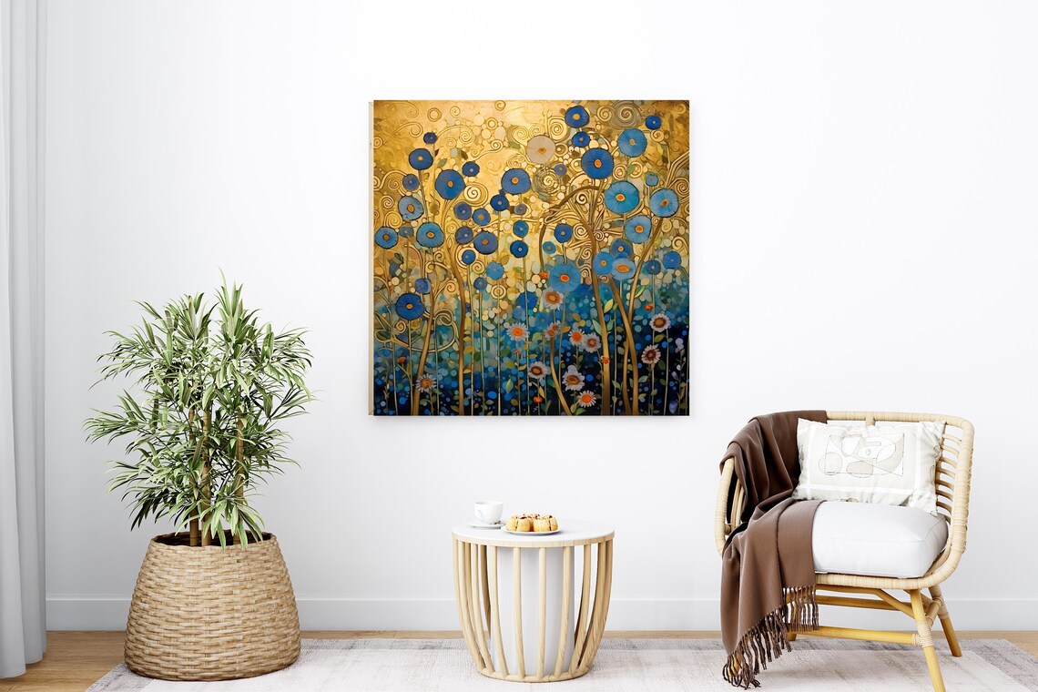 Floral Study in Gold Gustav Klimt Inspired Art Print on Canvas Gallery ...