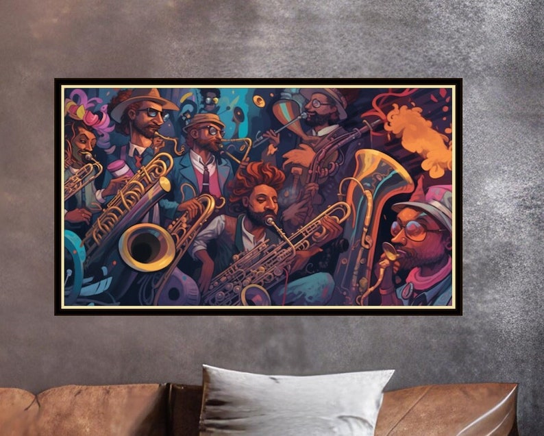 Jammin' in New Orleans Jazz Session Art Print on Premium Canvas ...