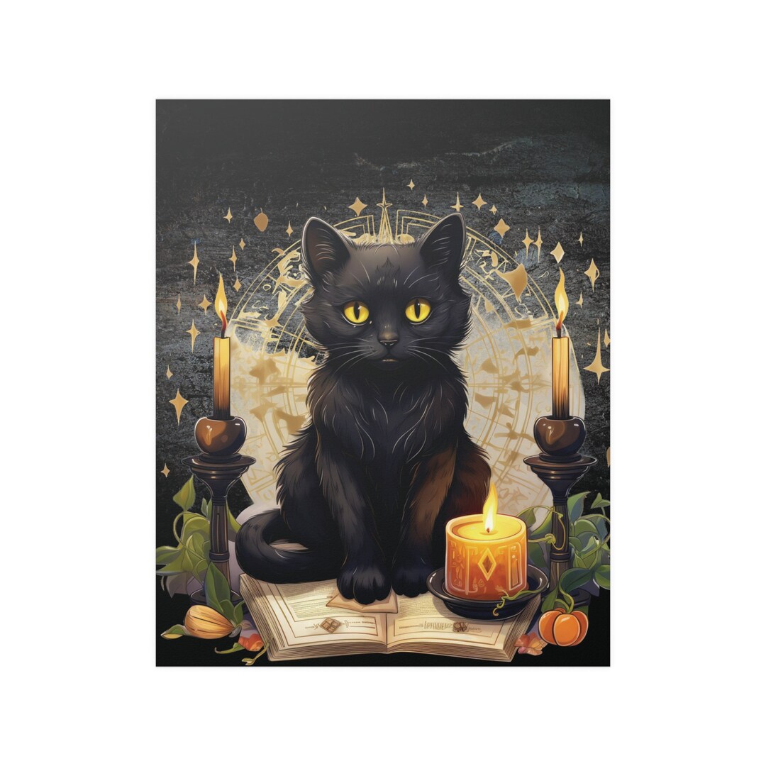 Halloween Black Kitten Casting Spell - Spooky Halloween Home Decor ...
