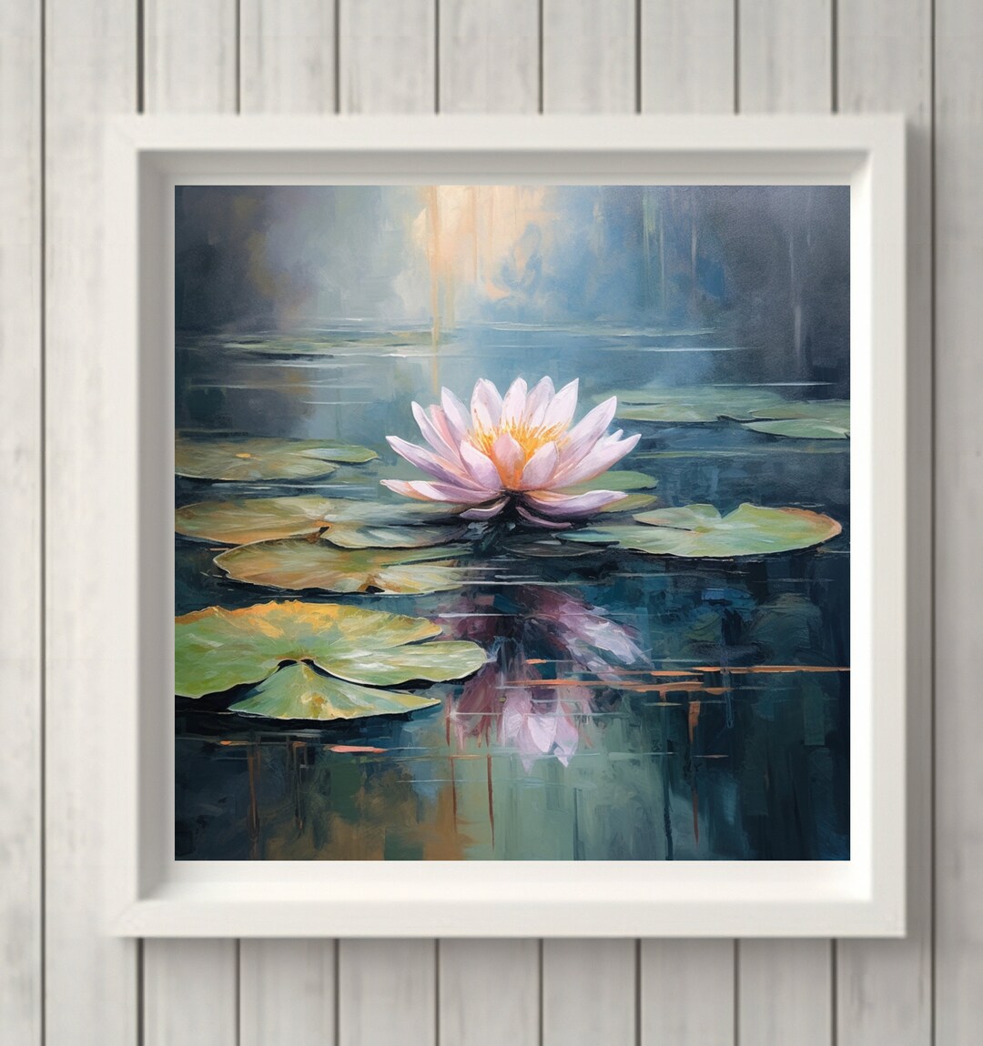 Water Lily Art Print on Canvas Gallery Wraps Interior Design - Etsy