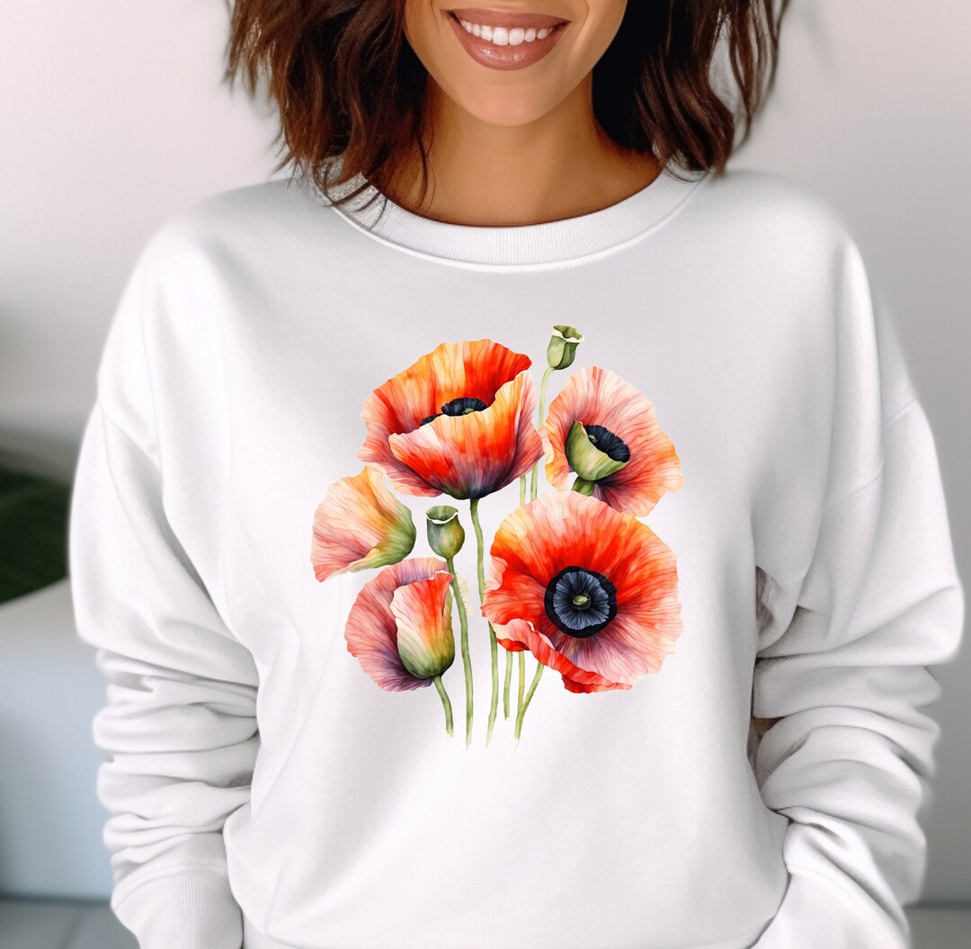 Poppy Sweatshirt Floral Shirt Botanical Shirt for Her Gildan Quality ...
