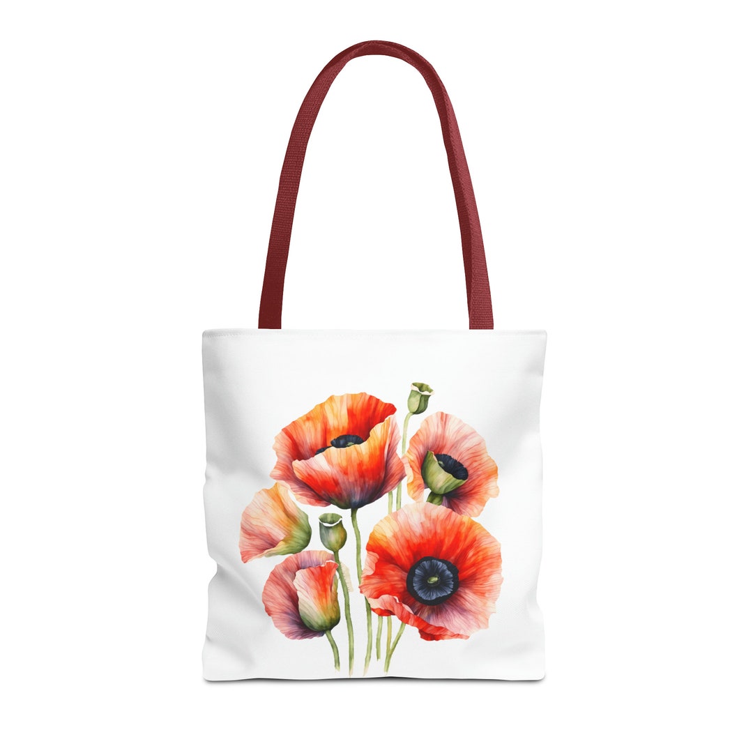 Red Poppy Tote Bag Floral Design Carryall Great Christmas Gift Flower ...