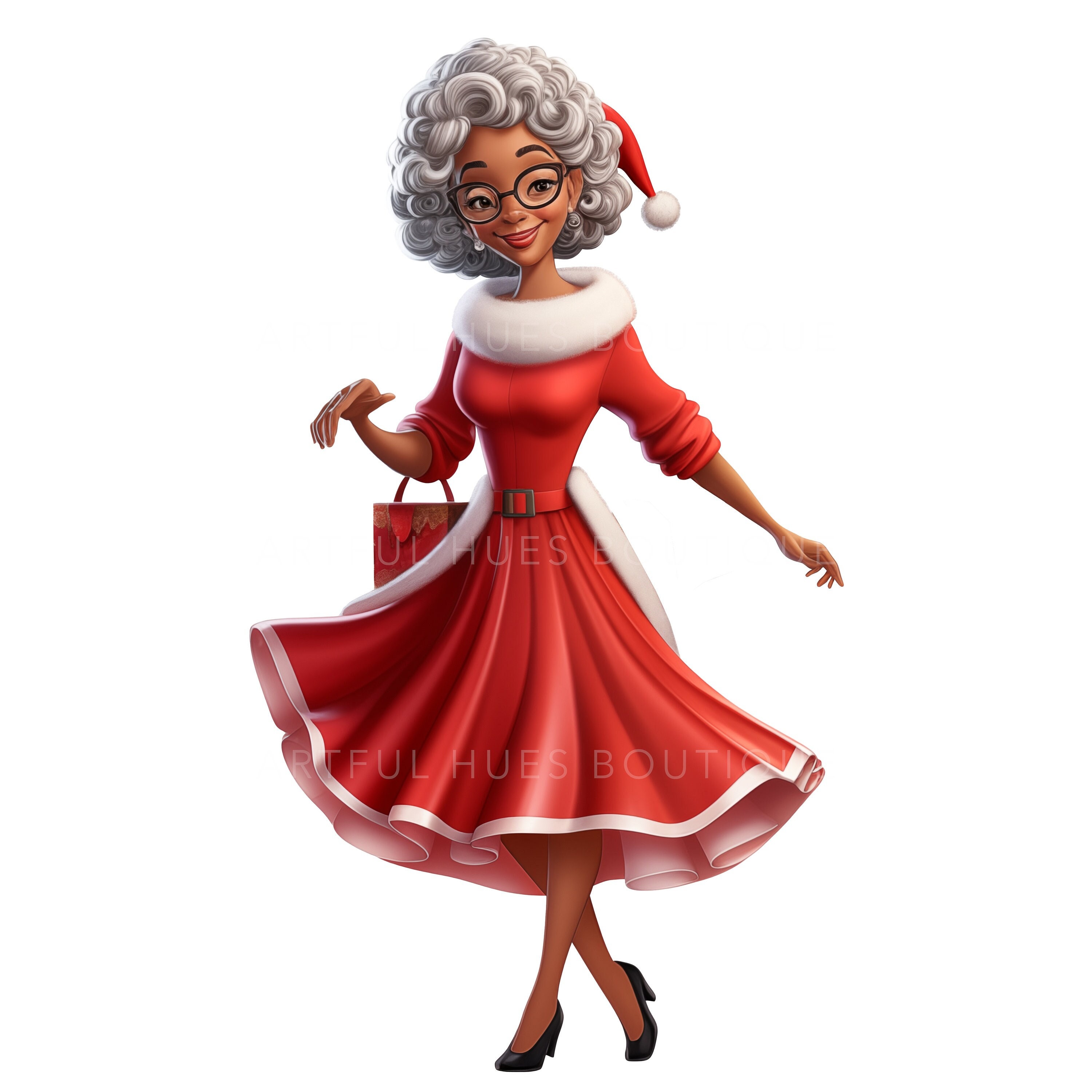 Black Mrs. Claus Png, Christmas Sublimation, African American Mrs ...