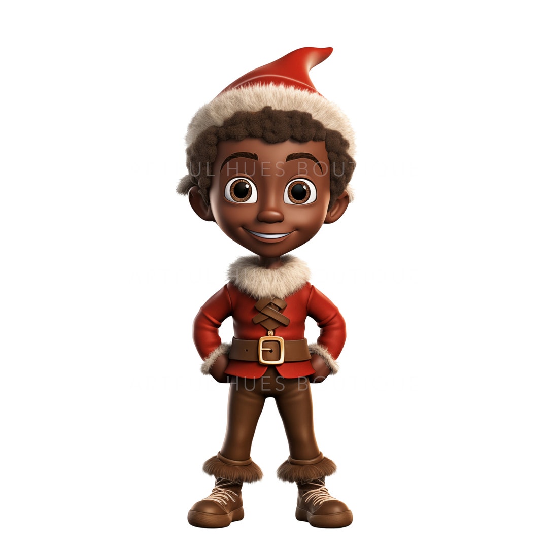 African American Elf Png, Christmas Sublimation, Melanin, Transparent ...