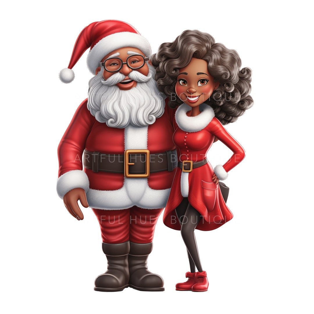 African America Black Santa and Mrs. Claus Png, Christmas Sublimation ...