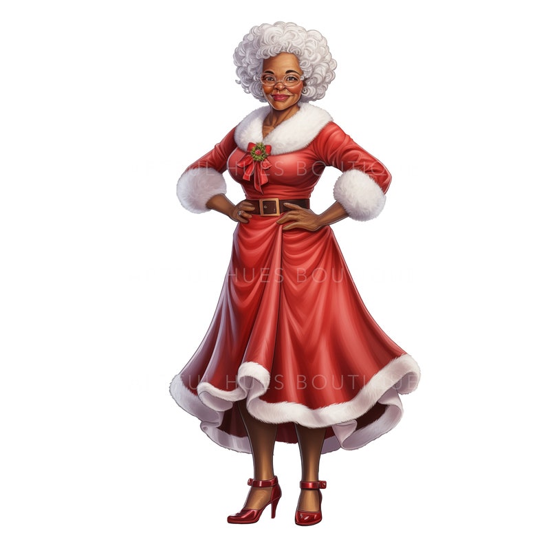 Black Mrs. Claus Png, Christmas Sublimation, African American Mrs ...