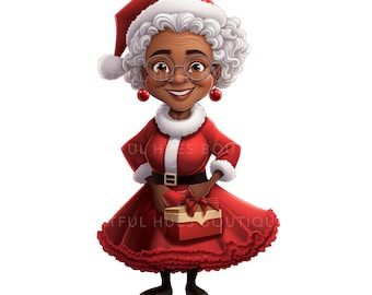 Black Mrs. Claus Png, Christmas Sublimation, African American Mrs ...