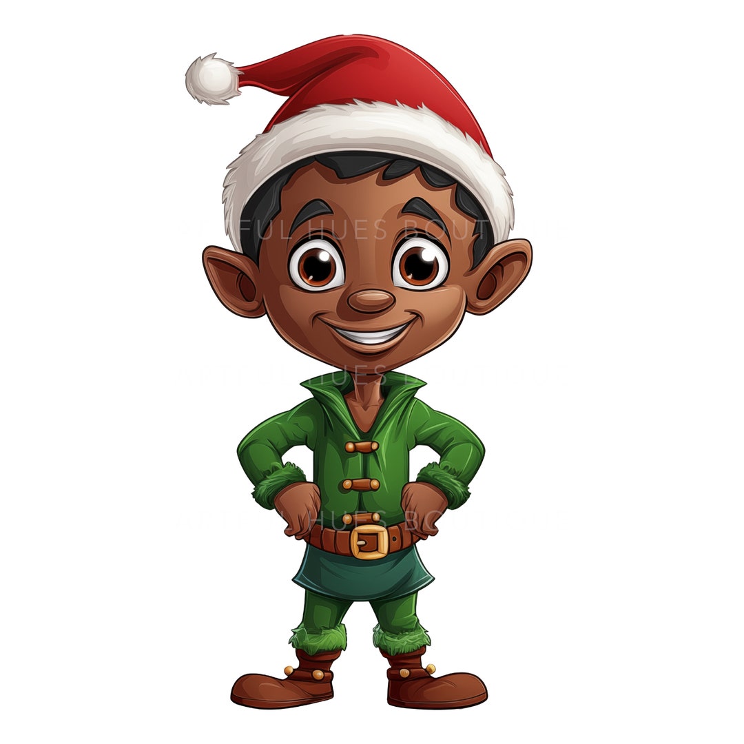 African American Elf PNG: Christmas Sublimation Design - Etsy