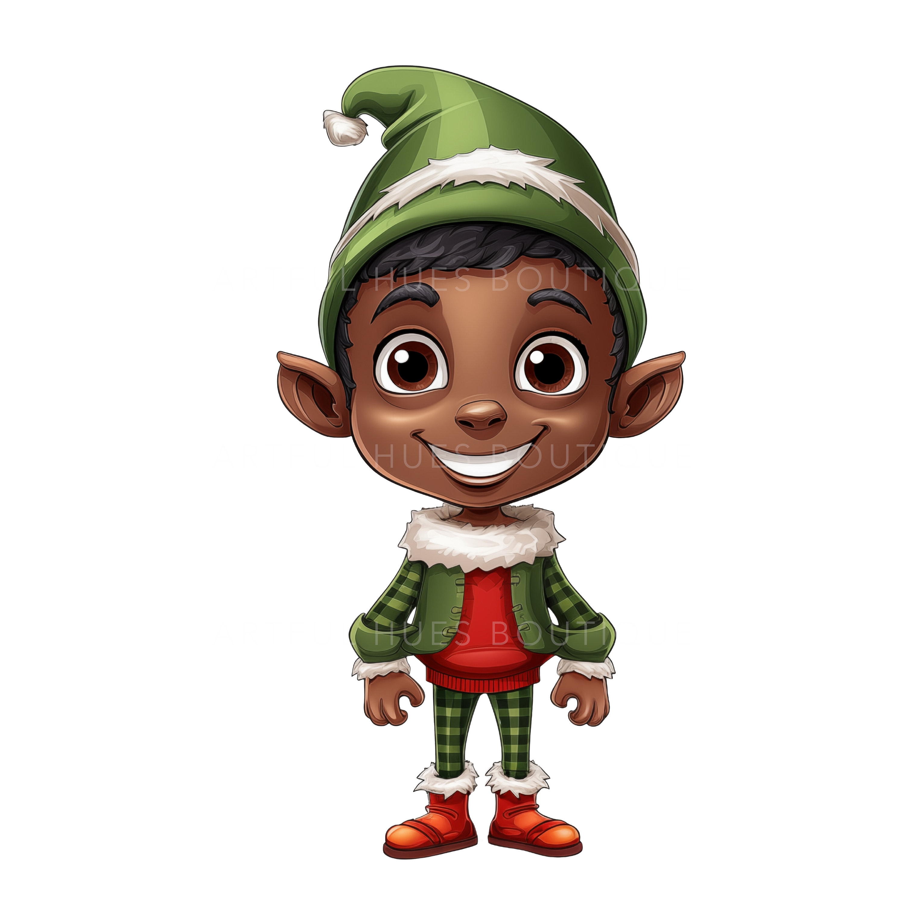 African American Elf Png, Christmas Sublimation, Melanin, Transparent ...