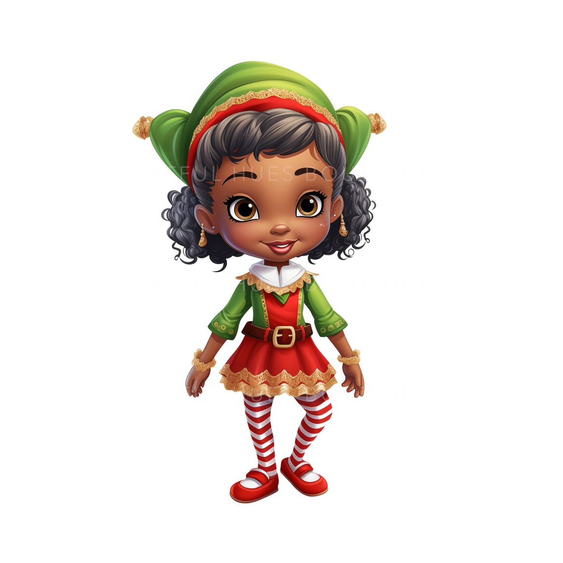 African American Elf Png, Christmas Sublimation, Melanin, Transparent ...