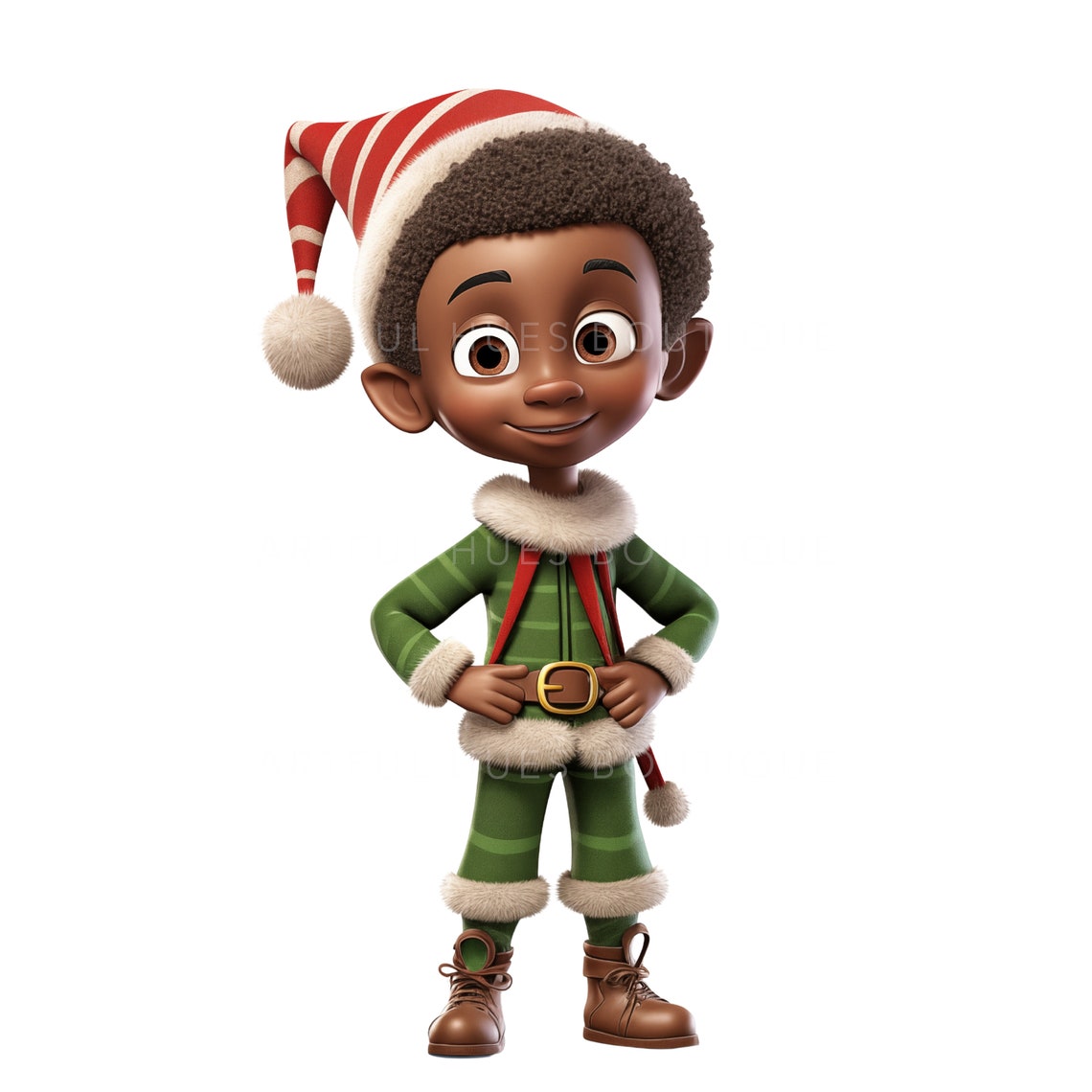 African American Elf Png, Christmas Sublimation, Melanin, Transparent ...