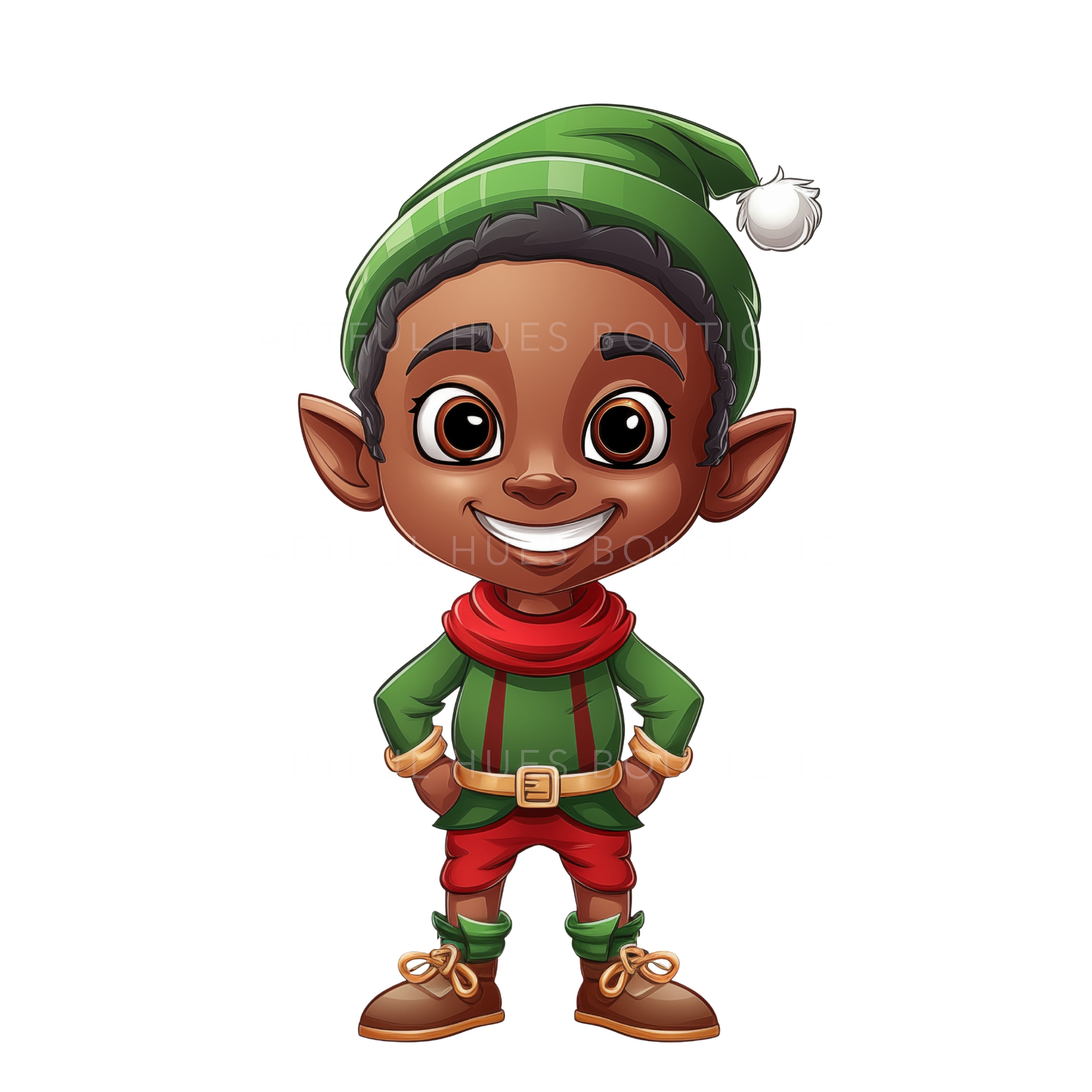African American Elf Png, Christmas Sublimation, Melanin, Transparent ...