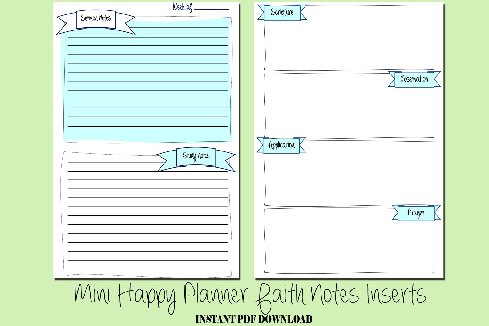 Mini Happy Planner Faith Notes Inserts, Sermon Notes, Study Notes ...