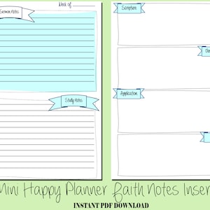 Mini Happy Planner Faith Notes Inserts Sermon Notes Study - Etsy