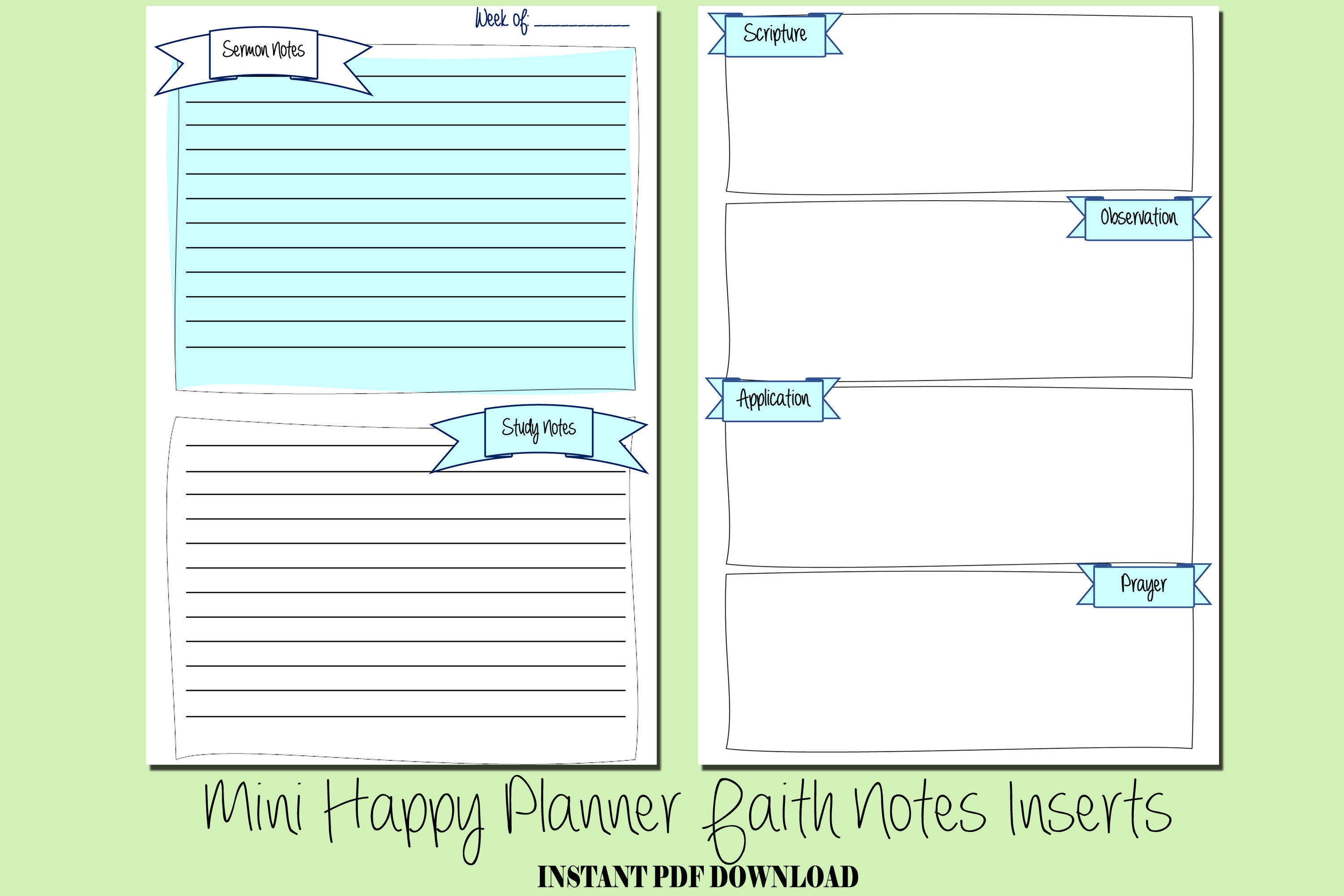 Mini Happy Planner Faith Notes Inserts, Sermon Notes, Study Notes ...