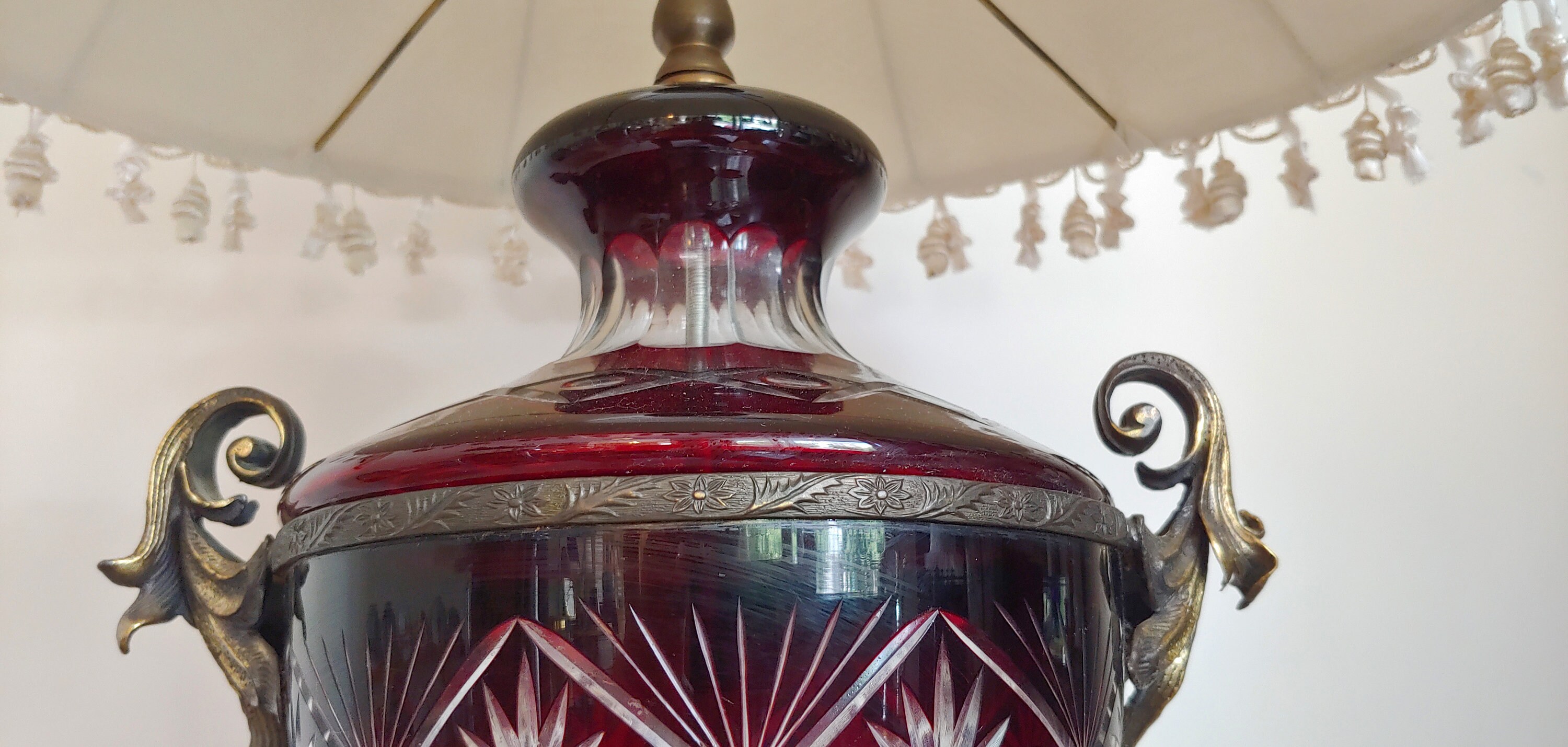 Bohemian Ruby Red Cut Crystal Table Lamp Large Size - Etsy