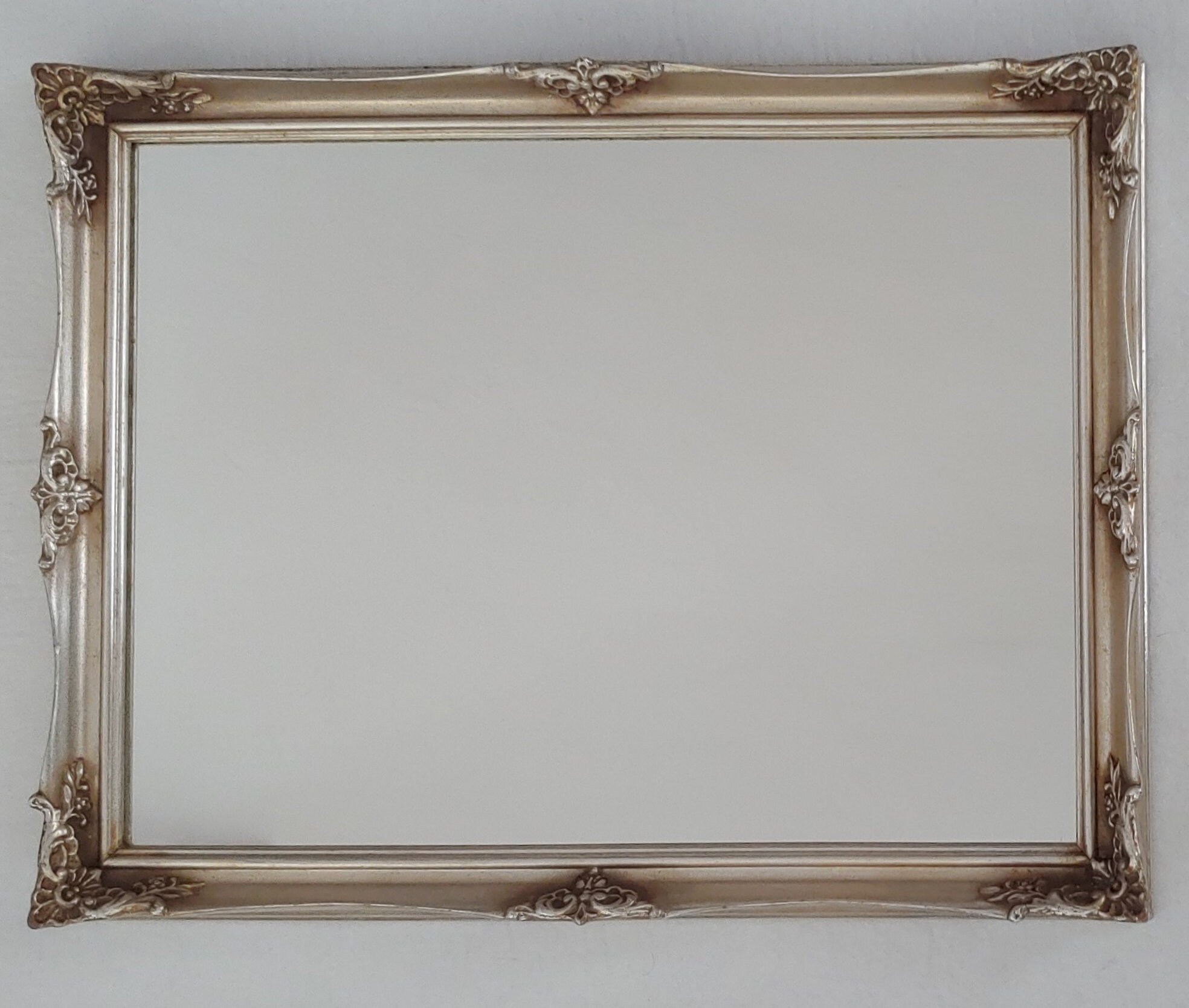 Vintage Wall Mirror Silver Leaf Wooden Frame - Etsy