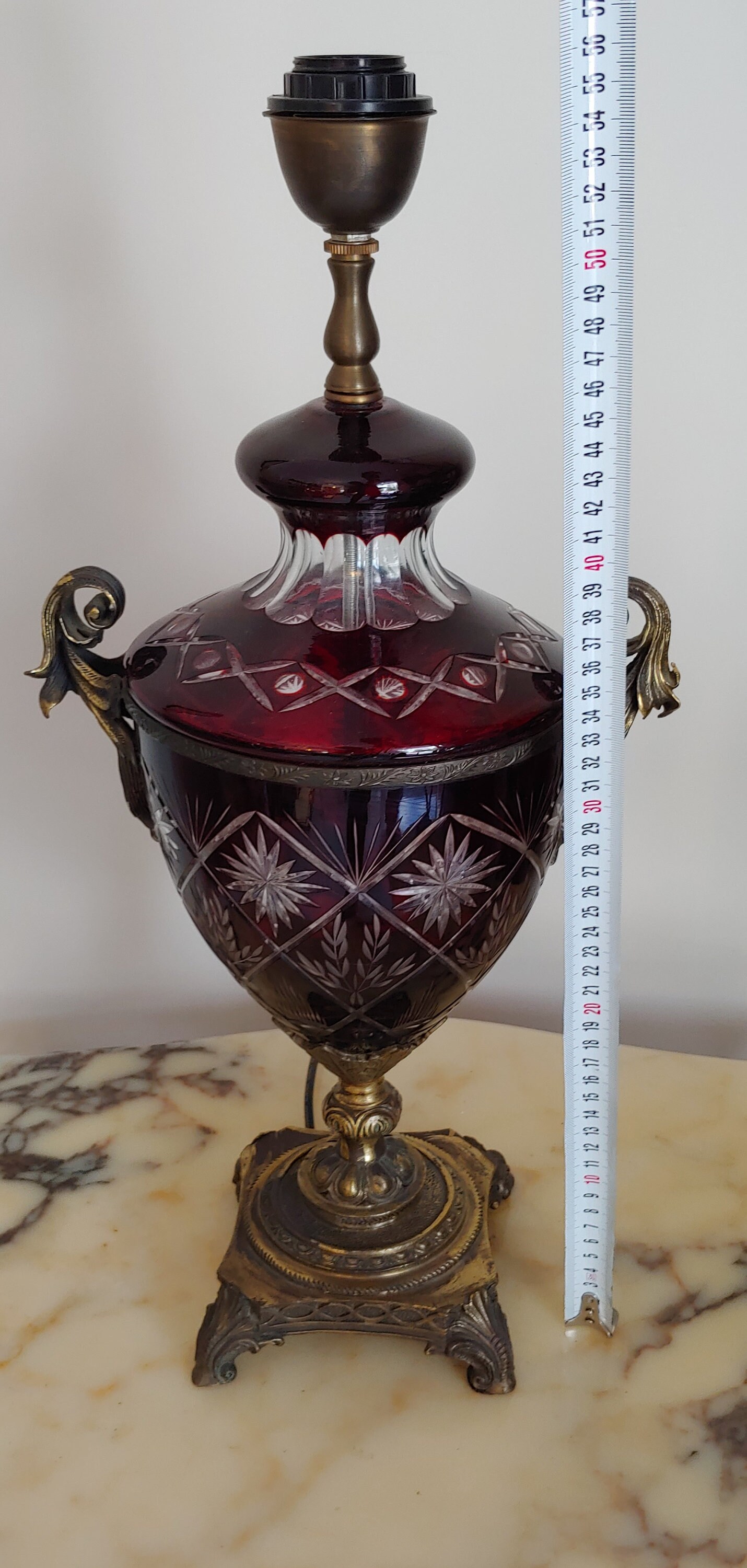 Bohemian Ruby Red Cut Crystal Table Lamp Large Size - Etsy