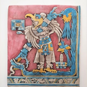 Hand-carved Natural Stone Mayan Eagle Warrior, Heavy Rock Relief Mural ...