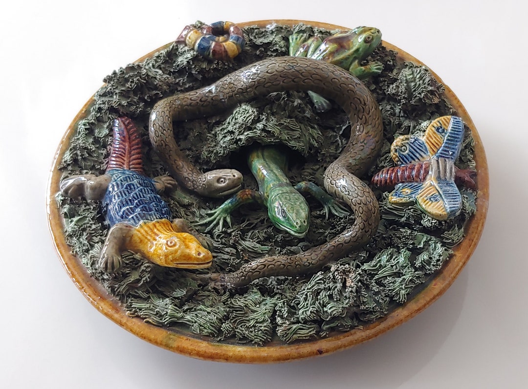 Antique Ceramic Art Palissy Ware Plate, Caldas Da Rainha,portugal ...