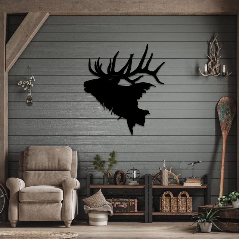Bull Elk Head, Metal Wall Art - Etsy