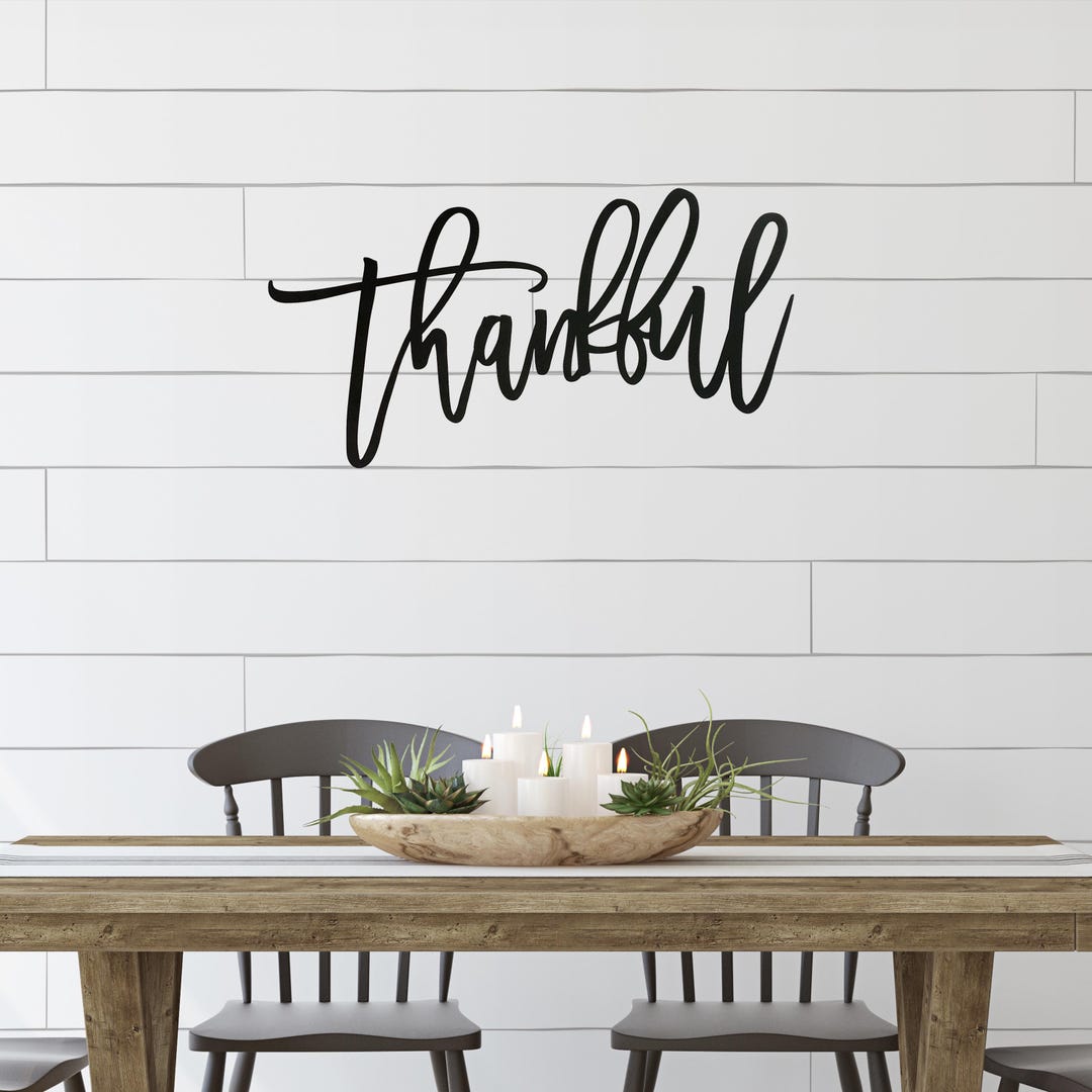 Thankful Cursive, Metal Sign - Etsy