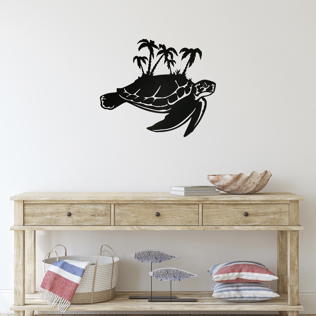 Sea Turtle Palm Trees, Metal Wall Art - Etsy