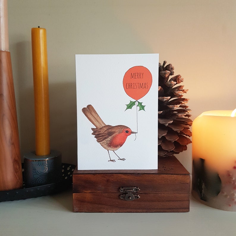 Hand Illustrated Robin Christmas Card: Vintage Watercolor Design - Etsy