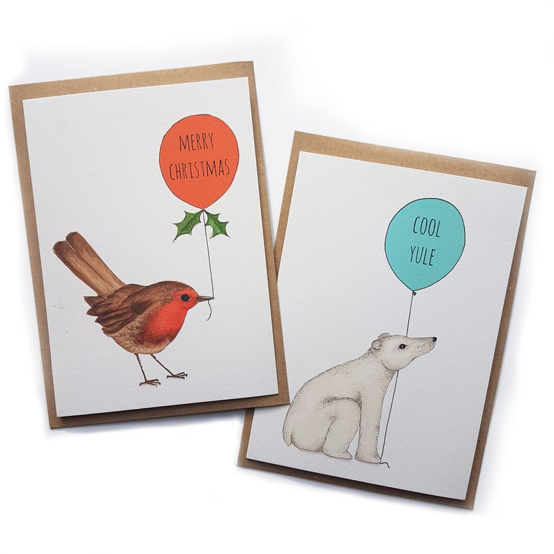 Hand Illustrated Robin Christmas Card: Vintage Watercolor Design - Etsy