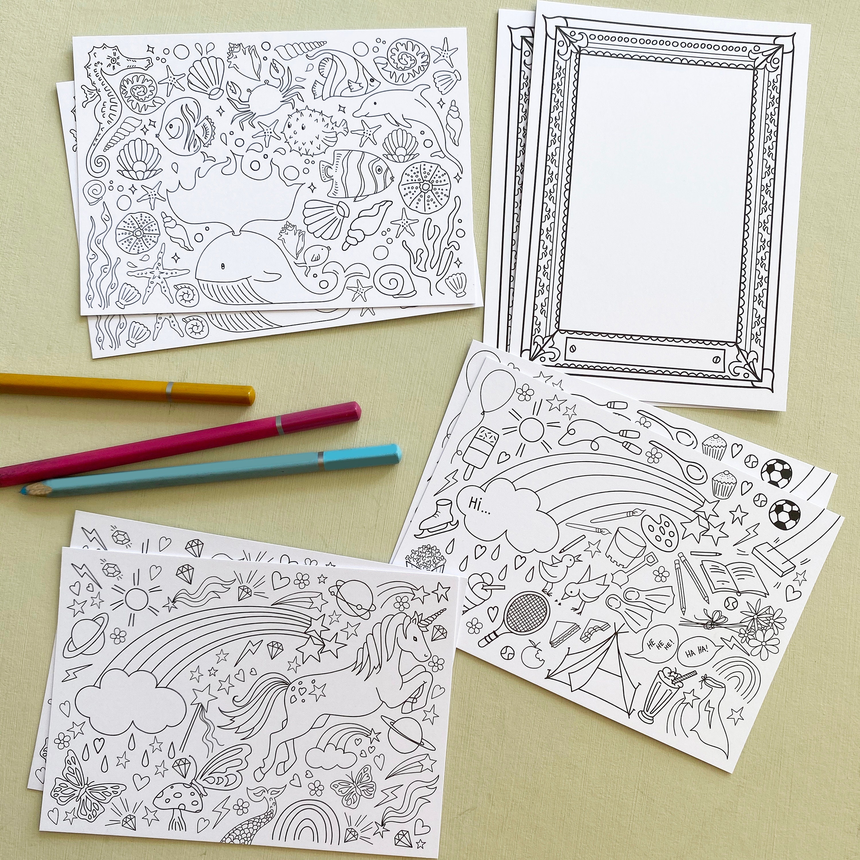 Kid's Colouring Postcards Mixed Set of 8 Fun Postcards - Etsy UK