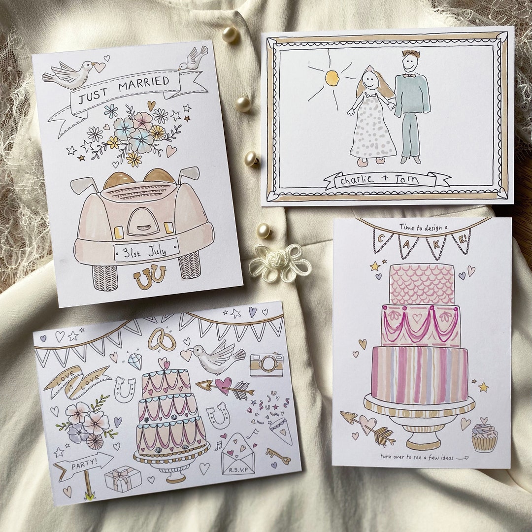 Wedding Coloring Postcards for Kids: Keepsake Activity, Set of 8 - Etsy
