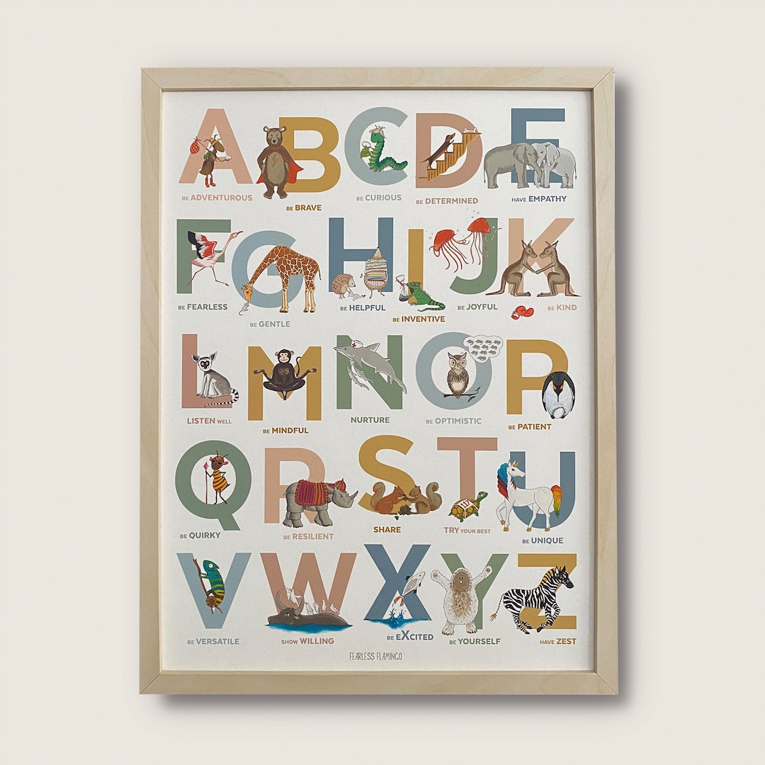 Emotions Alphabet Nursery Print: A-Z Animals, Positive Feelings, Kids ...